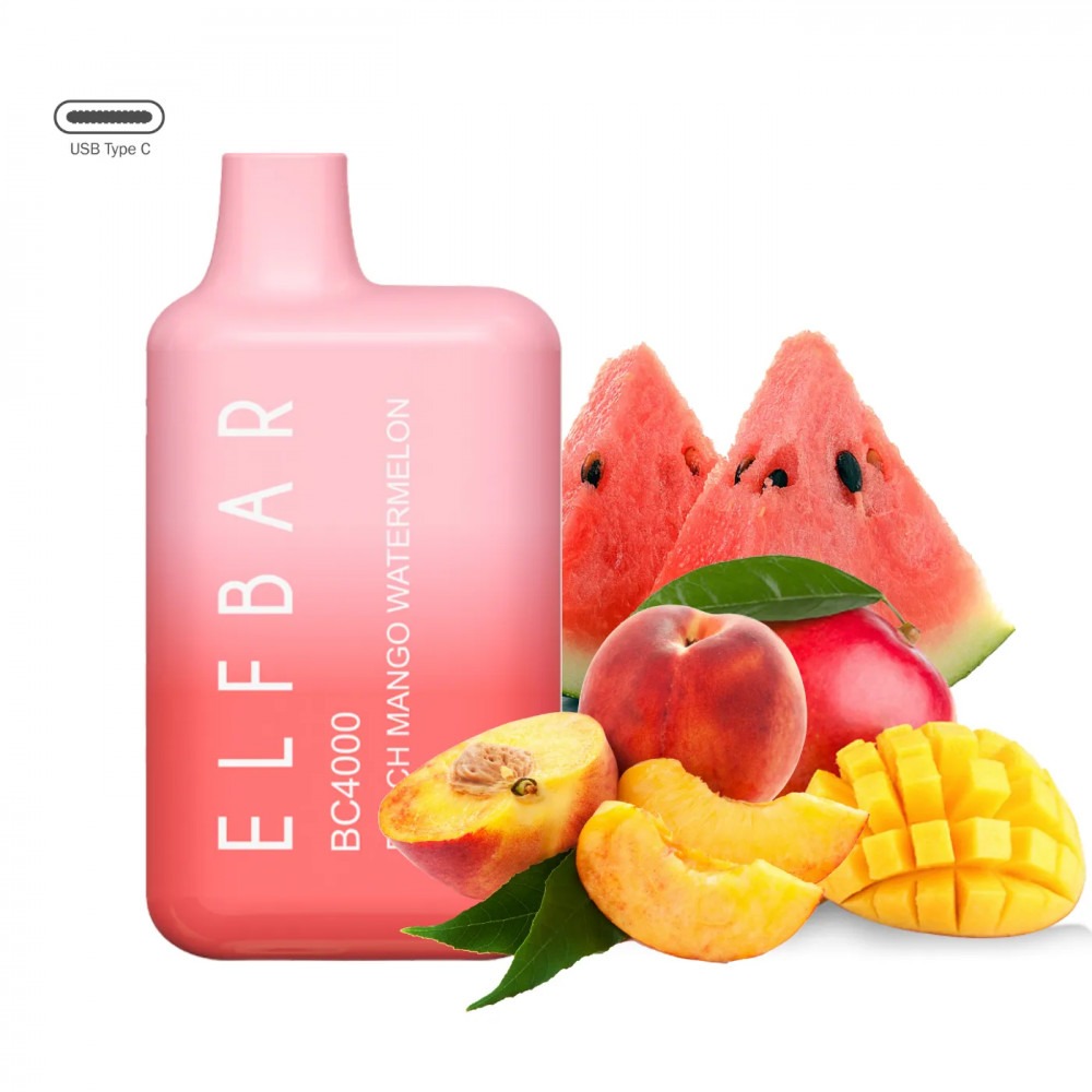 Elf Bar Disposable 5000 Puff Peach Mango Watermelon Rechargeable
