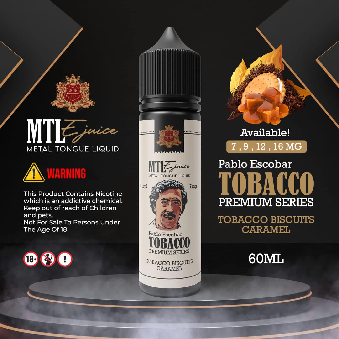 MTL - PABLO ESCOBAR ( TOBACCO BISCUITS CARAMEL ) - MTL - 60ML Beta Vape